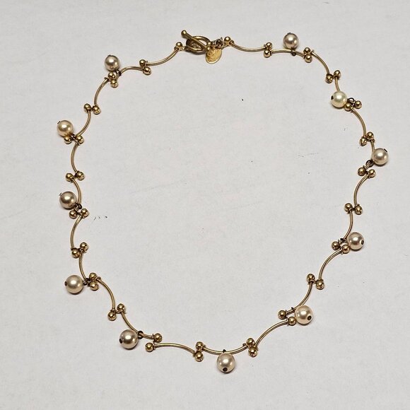 Carolee | Jewelry | Vintage Carolee Gold Tone Faux Pearls Link Chain ...
